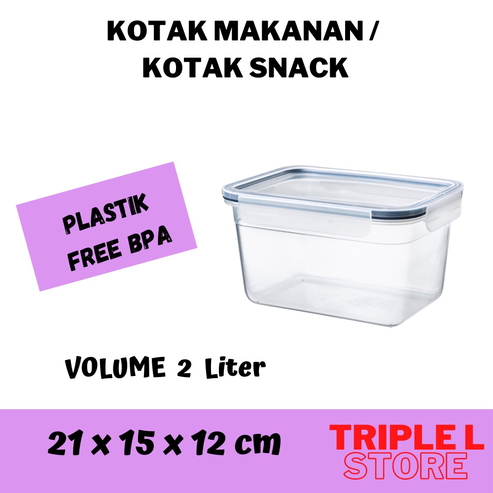 Jual Kotak Wadah Makanan Sayuran Snack Kedap Udara 2 Liter Plastik ...