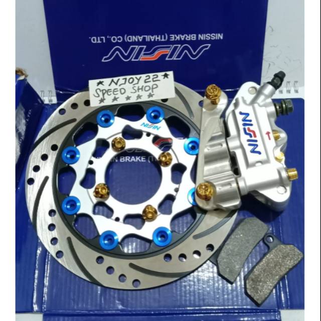 Jual PAKET REM DEPAN MONOBLOK NISSIN 4PISTON KIRI PLUS CAKRAM BREKET ...