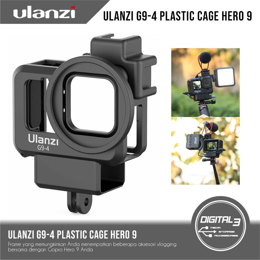 Jual Ulanzi G9-4 Vlogging Plastic Cage VLog Housing Case Frame GoPro Hero 9 / 10 / 11 Black ...