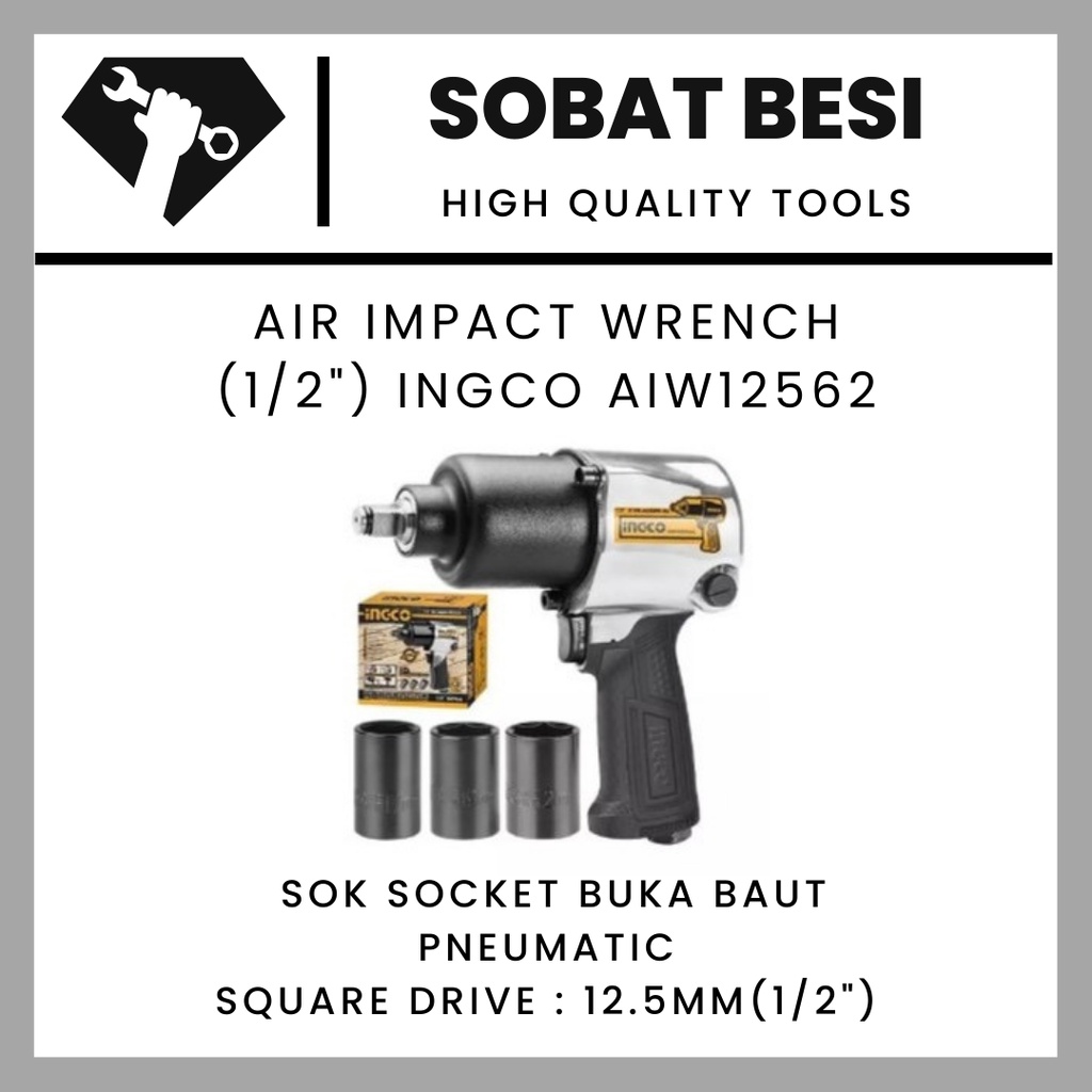 Jual Air Impact Wrench (1/2") Sok Socket Buka Baut Pneumatic INGCO ...
