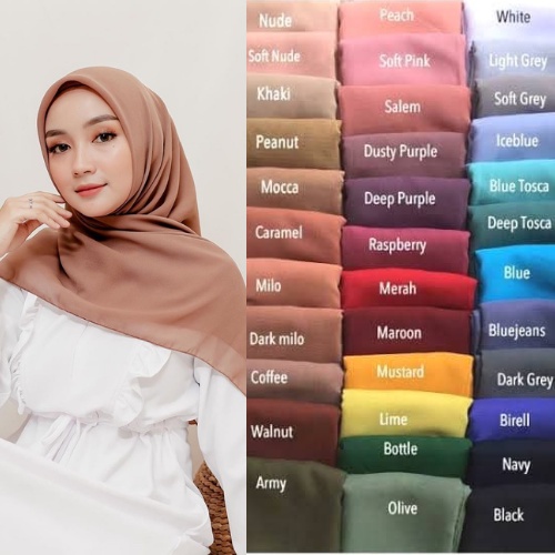 Jual Jilbab Bella Square / Hijab Segi Empat / Kerudung Paris Aneka Warna | Shopee Indonesia