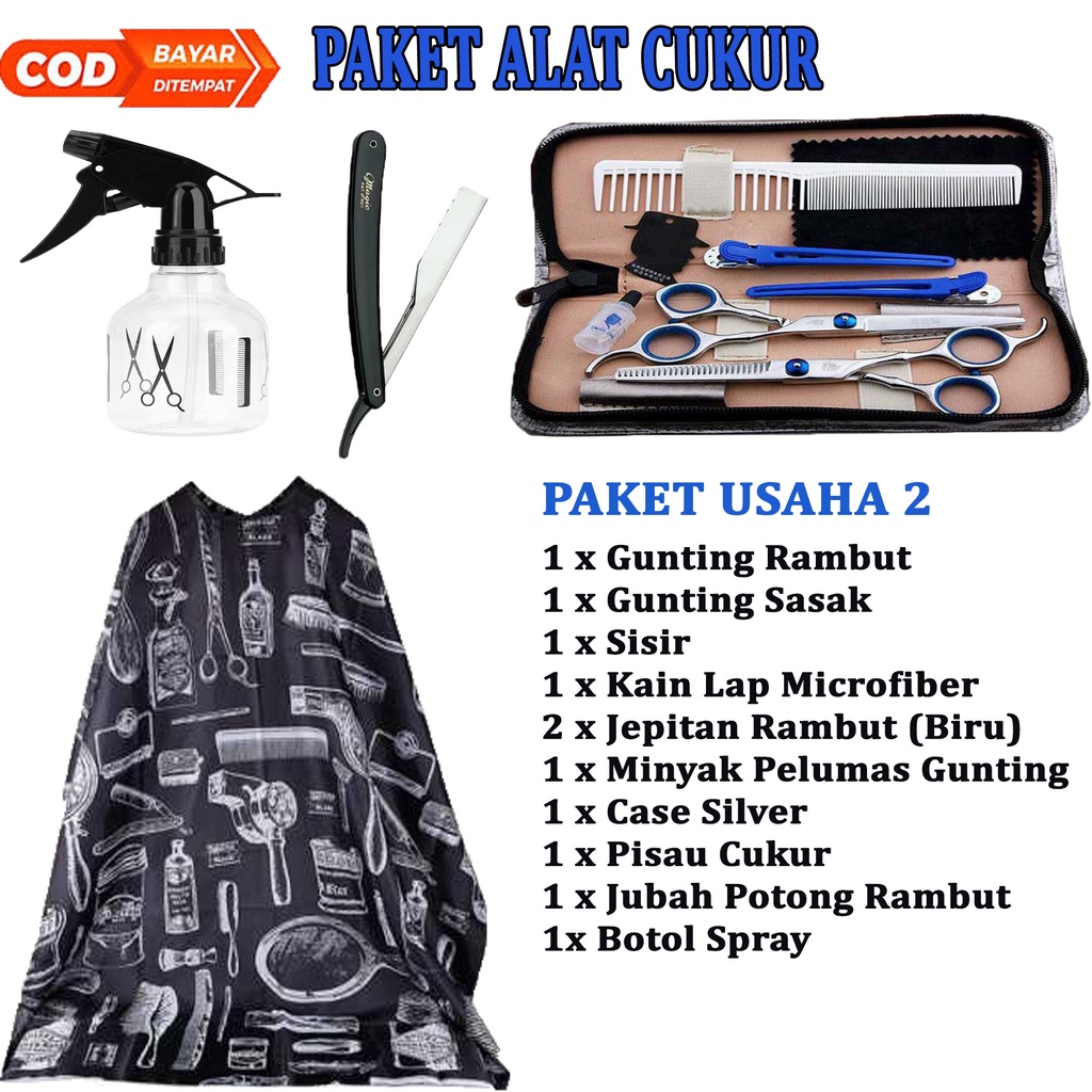 Jual COD Paket Alat Cukur Rambut Gunting Sasak Set Potong Rambut Lengkap Salon Barbershop ...