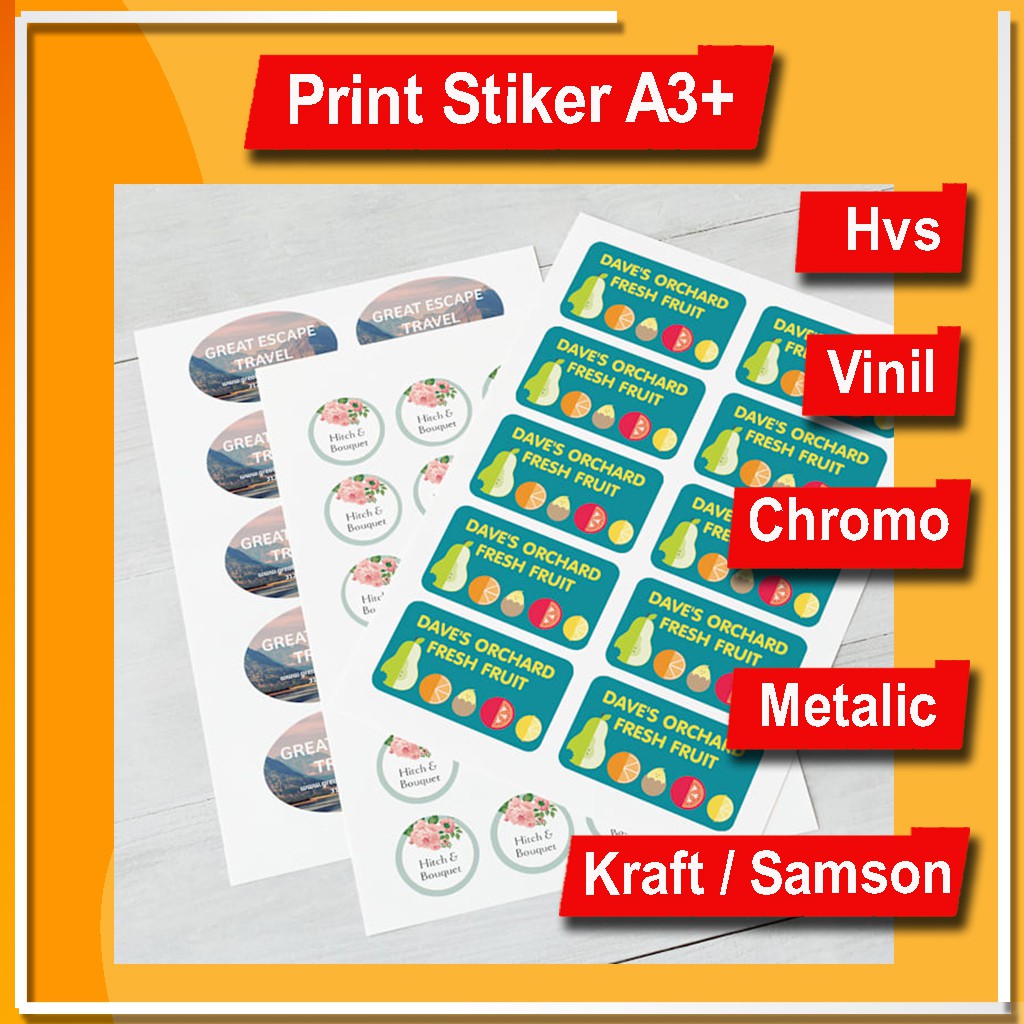 Jual Cetak Stiker bahan Vinyl Chromo Kraft Metalic HVS A3+ | Shopee ...