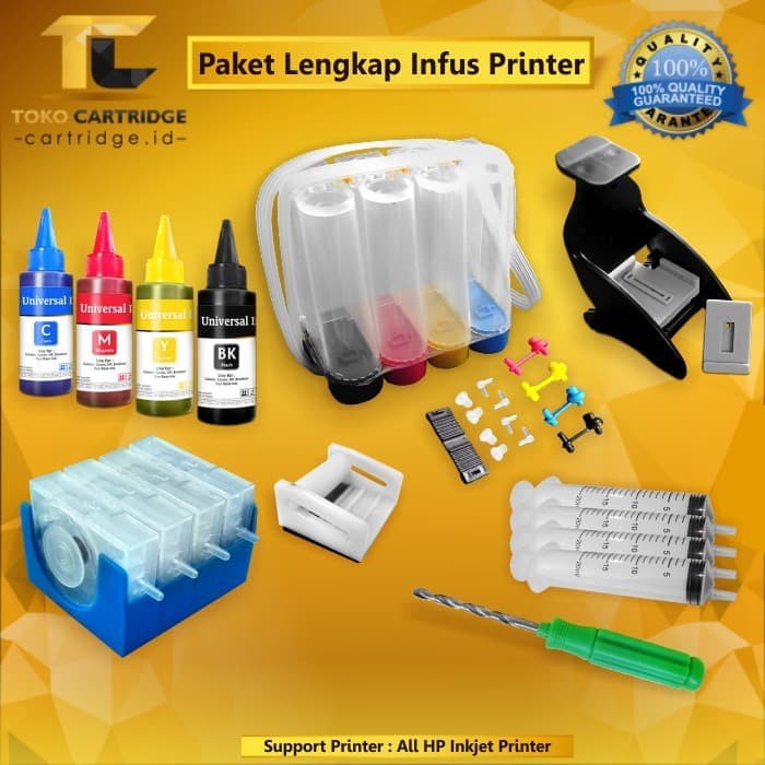 Jual Paket Lengkap Infus Printer HP Tabung Tinta Refill Dumper kit Bor ...