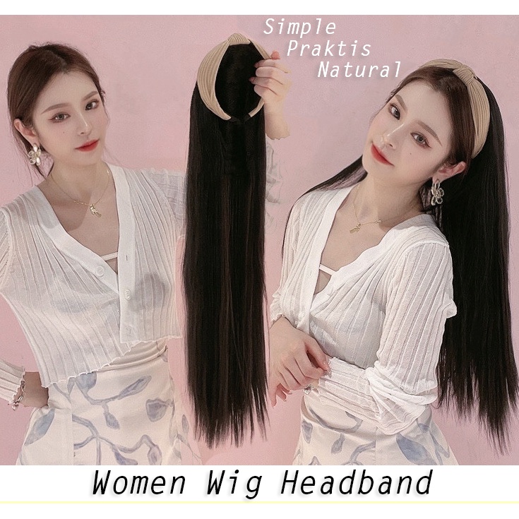 Jual Wig Bando Wanita Panjang Lurus dan Lembut Wig Bando Simple Praktis ...