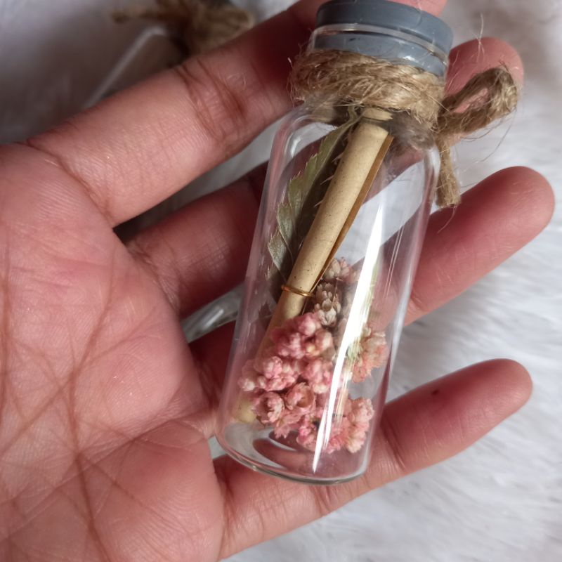 Jual Botol Bunga kering edel dengan surat kosong untuk kado dan hampers ...