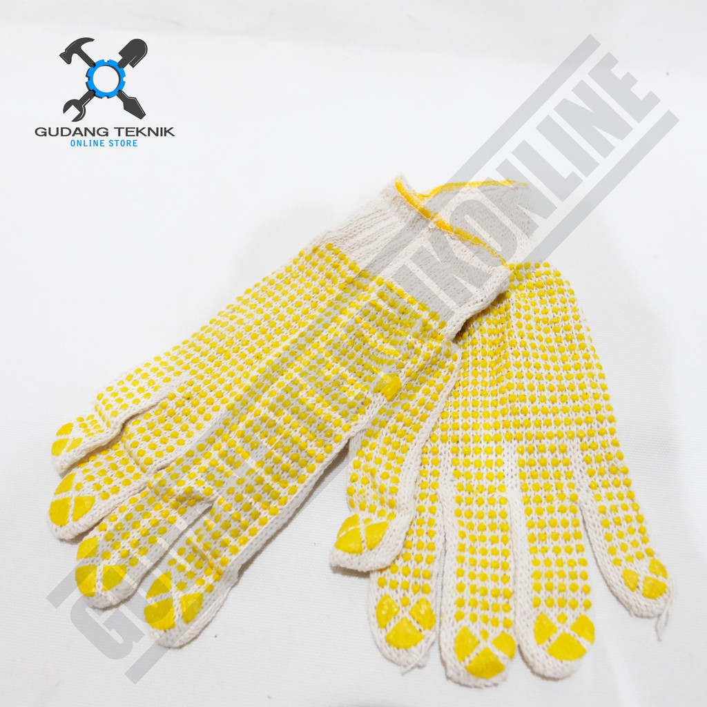 Jual Sarung Tangan Kerja Bintik Kuning / sarung Tangan Safety Bintik ...