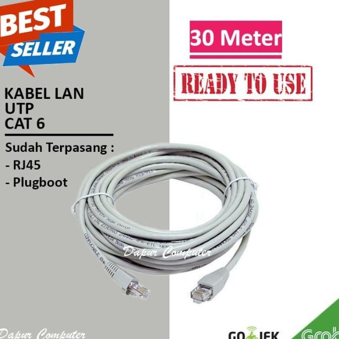 Jual Kabel Utp Lan Cat 6 30 Meter Terpasang Rj45 Plugboot - Utp Cat6 30 M | Shopee Indonesia