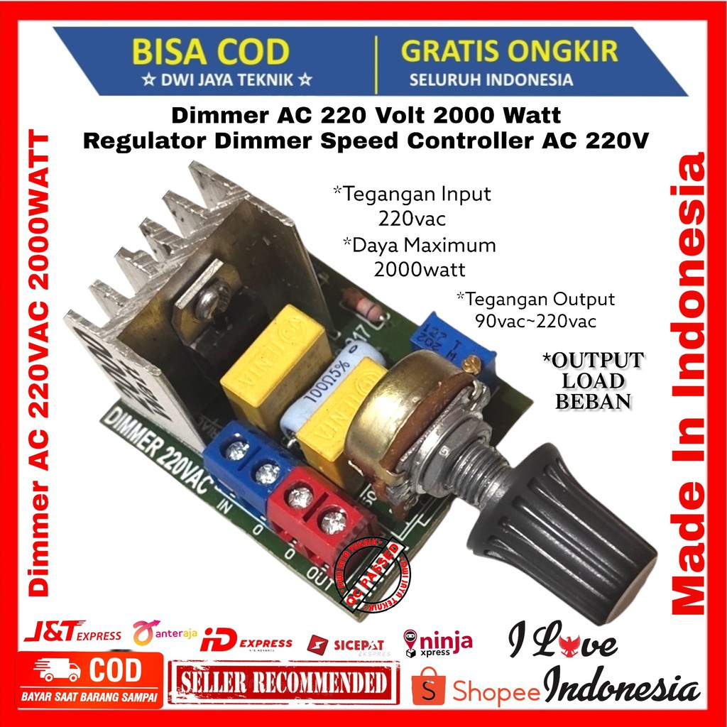 Jual Dimmer 2000W Motor Speed Controller 220V AC PWM Regulatoru | Shopee Indonesia