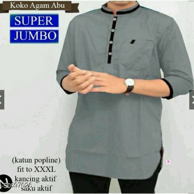 Jual Baju koko jumbo abu | Shopee Indonesia