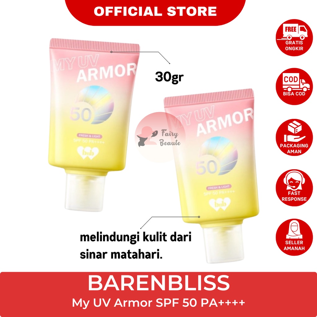 Jual BNB barenbliss My UV Armor SPF 50 PA++++ - Face Sunscreen gel Moisturizer Baren Bliss ...