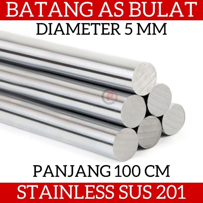 Jual Batang AS STAINLESS SUS 201 SHAFT SMOOTH ROD Round 5mm x 100cm ...