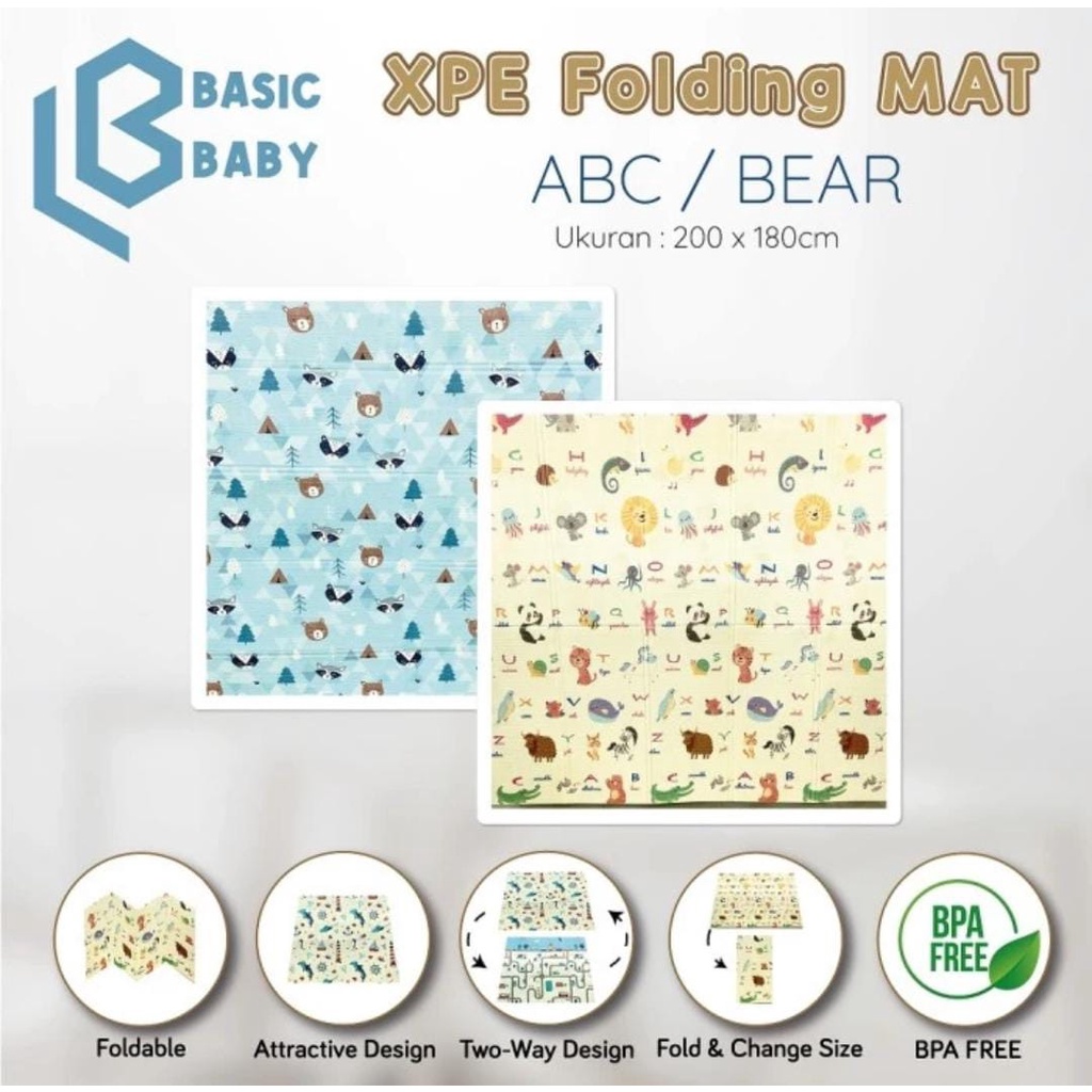 Jual Basic Baby XPE Folding Mat - ABC/BEAR | Shopee Indonesia