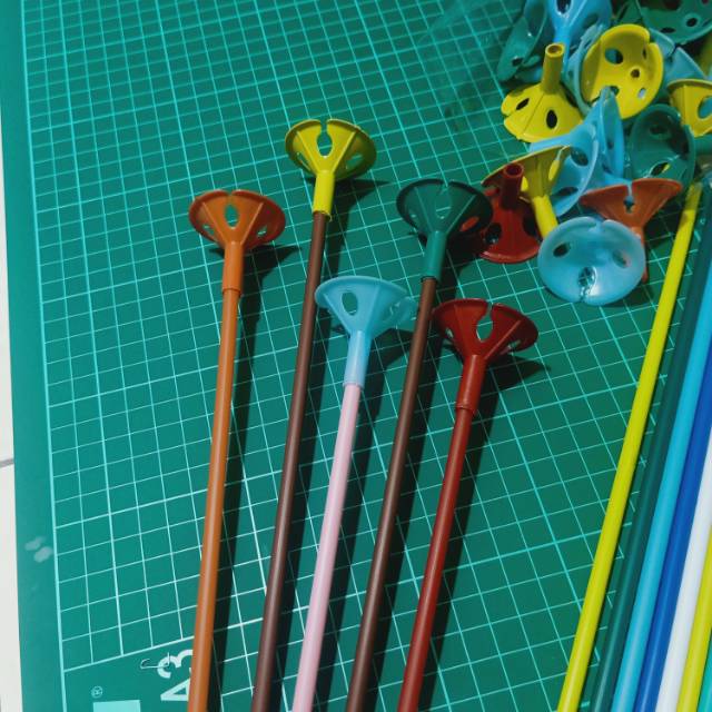 Jual 100 pcs STICK BALON + CUP / TANGKAI BALON / PEGANGAN BALON / STIK ...