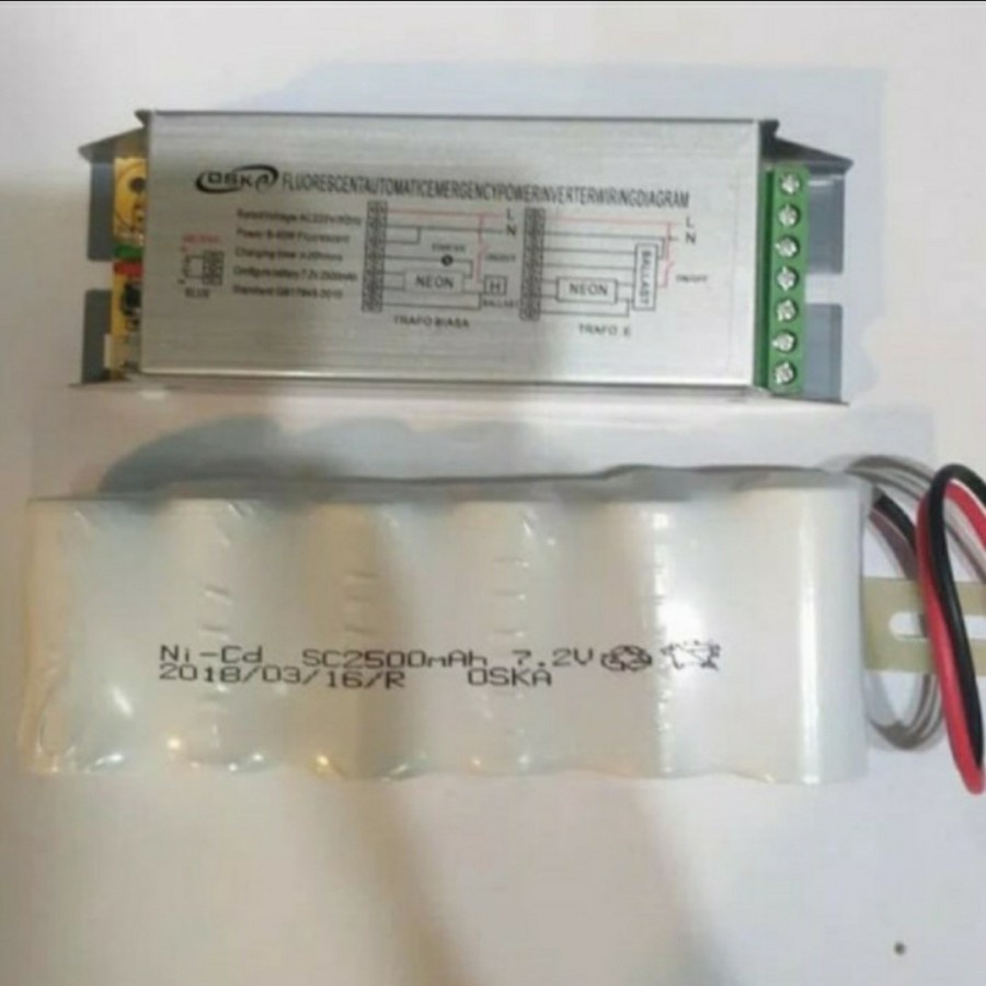 Jual nicad battery lampu neon TL / power pack neon T8 emergency ...