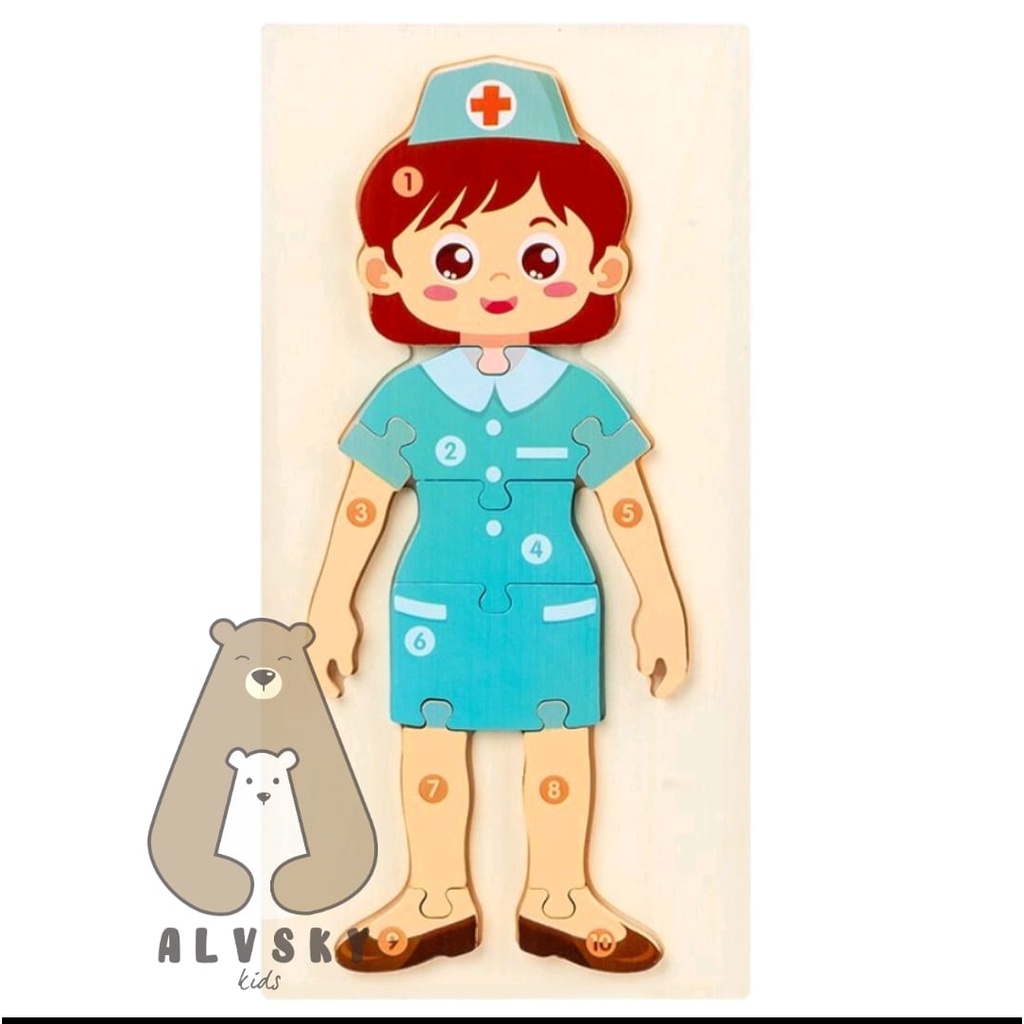 Jual MAINAN EDUKASI ANAK PUZZLE KAYU 3D CHUNKY PROFESI / MAINAN ...