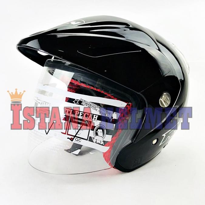 Jual HELM HALF FACE SNI RN 808 SEGITIGA SERIES BLACK | Shopee Indonesia