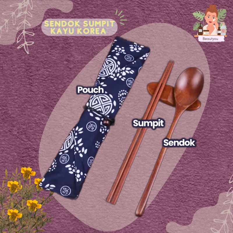 Jual Sendok Sumpit Kayu Korea Sujeo Set Alat Makan Korea Jepang Free ...
