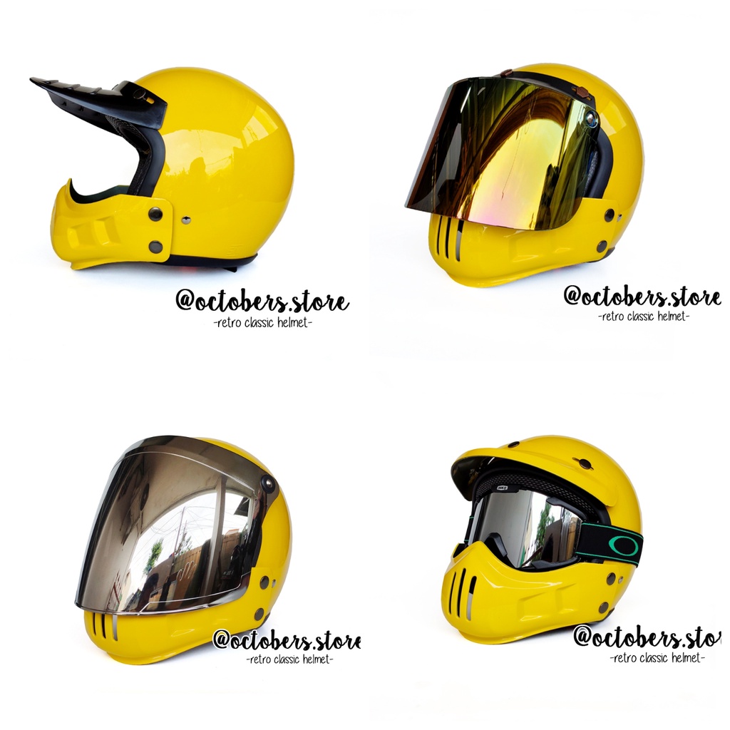 Jual HELM CAKIL MODULAR KUNING GLOSS (HALF FACE / FULL FACE) - HELM ...