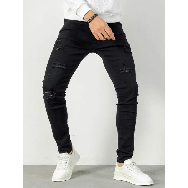 Jual CELANA SOBEK PRIA RIPPED JEANS ROBEK SLIMFIT PENSIL SKINNY STRETCH ...