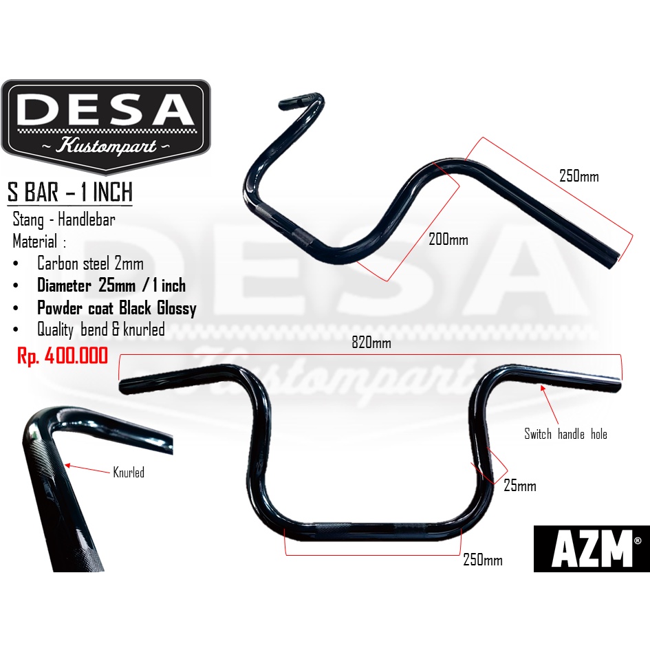 Jual Stang Custom Stang Motor Stang Harley Stang HD Stang 1 inch S BAR ...