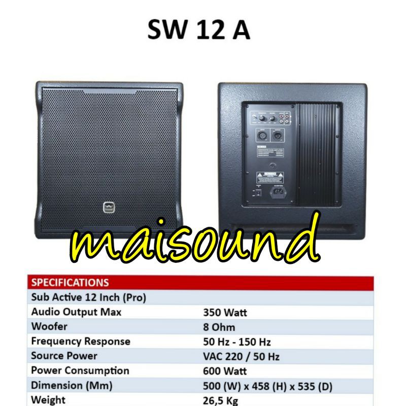Jual SUBWOOFER AKTIF WISDOM SW 12A WISDOM SW12A SATUAN 12 INCH ORIGINAL ...