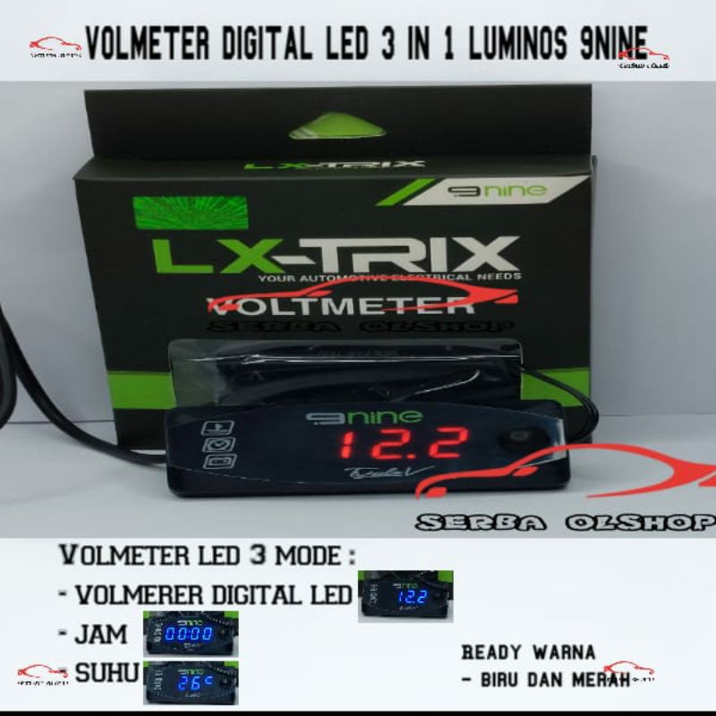 Jual NINE LAMPU LED VOLMETER LED 3 IN 1 VOLMETER LED JAM DIGITAL DAN ...