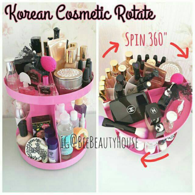 Jual Tempat makeup kosmetik box rotate putar korea | Shopee Indonesia