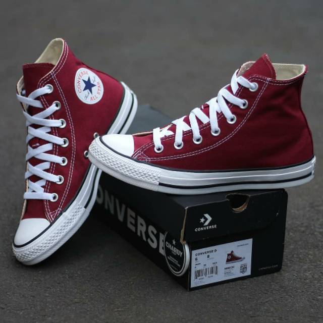 Jual Sepatu Sneakers Unisex CONVERSE CT AS High Maroon White (Basic ...