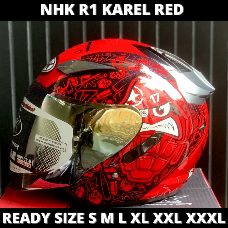 Jual HELM NHK R1 KAREL RED GP EDITION LIMITED DOUBLE VISOR HALF FACE ...