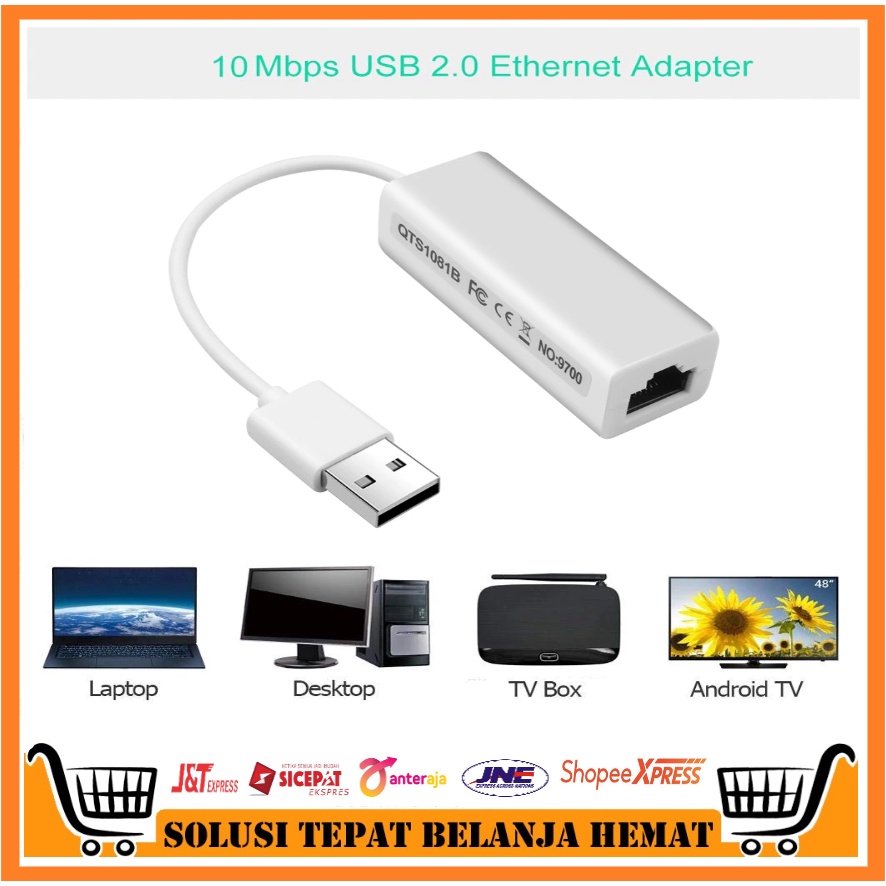 Jual USB Ethernet Adaptor 10/100Mbps Jaringan Kartu Rj45 Tipe C USB 2.0 ...