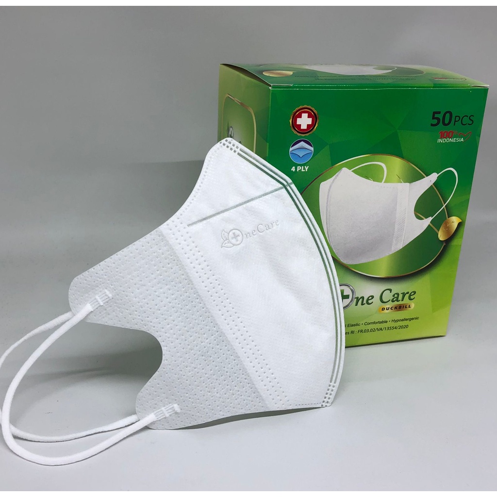 Jual Duckbill OneCare 4ply masker dewasa EMBOS One Care earloop premium 50pcs Produk Lokal ...