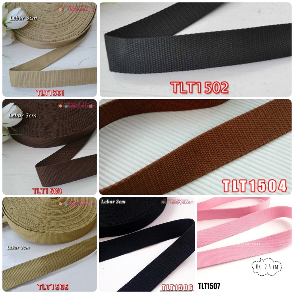 Jual Tlt15 Tali Tas Bahan Polyester Lebar 3cm (Per Meter) | Shopee ...