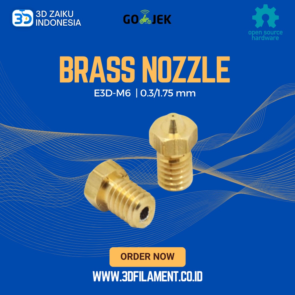 Jual Reprap 3D Printer E3D-M6 Threaded Brass Nozzle 0.3/1.75 mm ...
