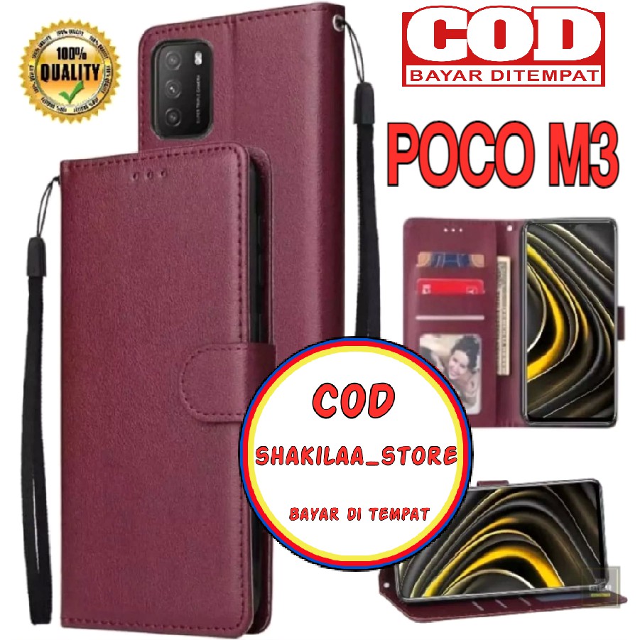 Jual CASE HP XIAOMI POCO M3 - CASING DOMPET-FLIP COVER LEATHER-SARUNG HP | Shopee Indonesia