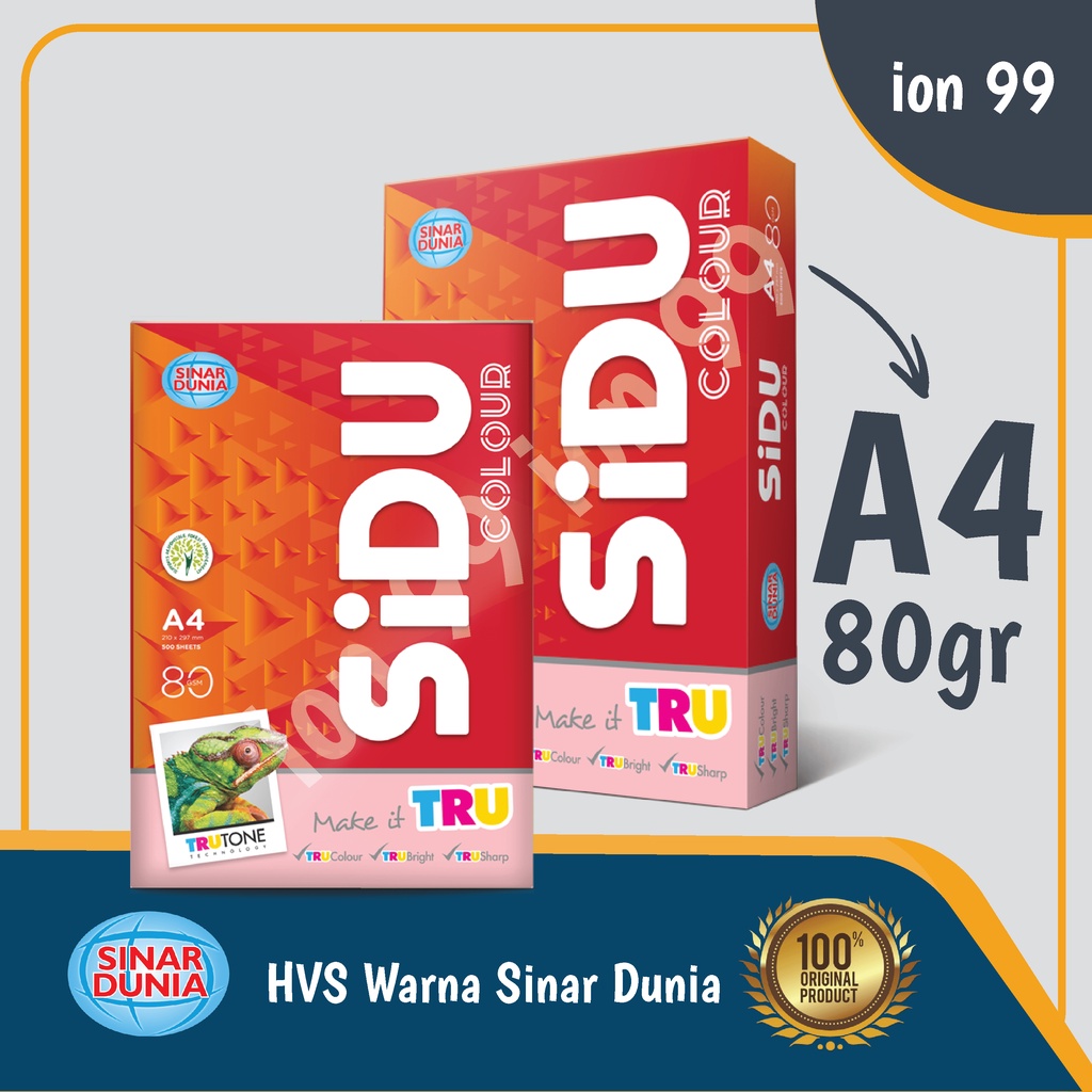 Jual Kertas HVS Warna 80gr Sinar Dunia ( SiDu ) A4 | Shopee Indonesia