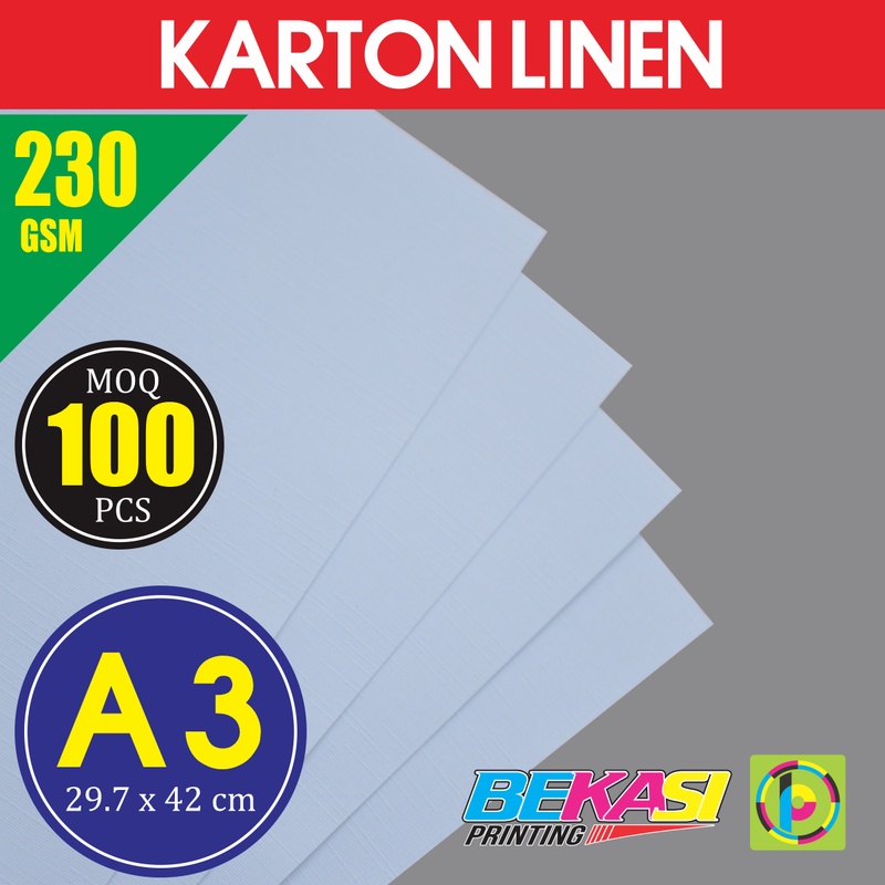 Jual Kertas Karton Carton LINEN PUTIH 230 GSM Ukuran A3 29.7x42 cm isi ...
