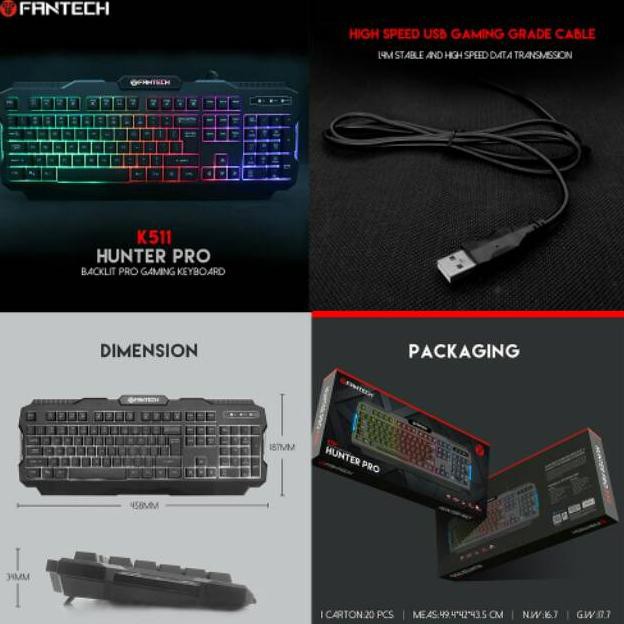 Jual Keyboard Gaming Fantech HUNTER PRO K511 (KODE L032) | Shopee Indonesia