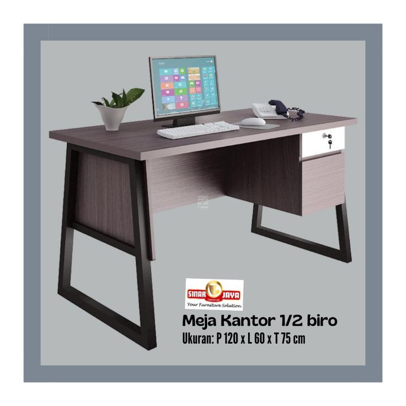 Jual Meja Kantor 1/2 biro / Meja kerja Ot122 | Shopee Indonesia
