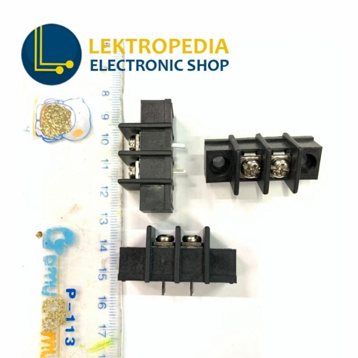 Jual Terminal Block KF45 2pin HITAM KF-45 2p 2 p kaki kuping Blok 9.5mm ...