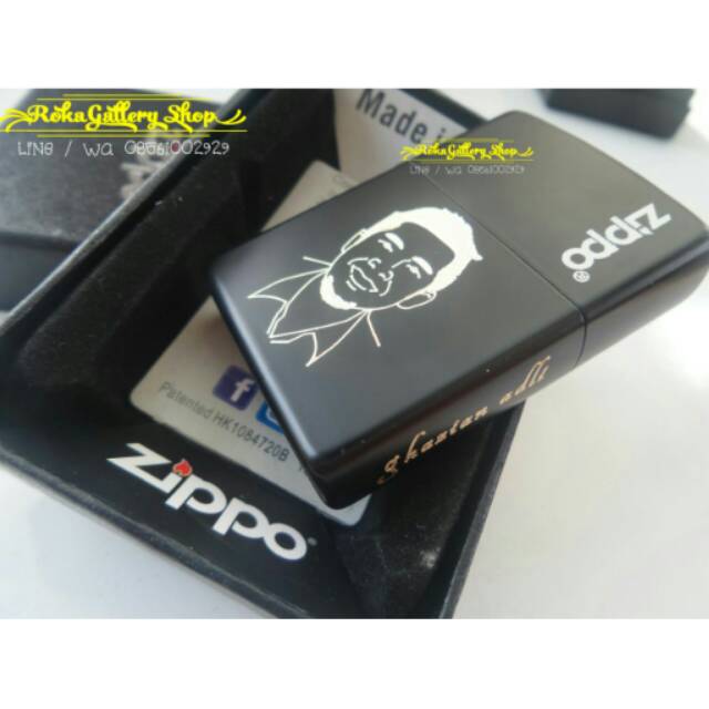 Jual Zippo black matte custom grafir bolak balik muka dan nama bebas ...