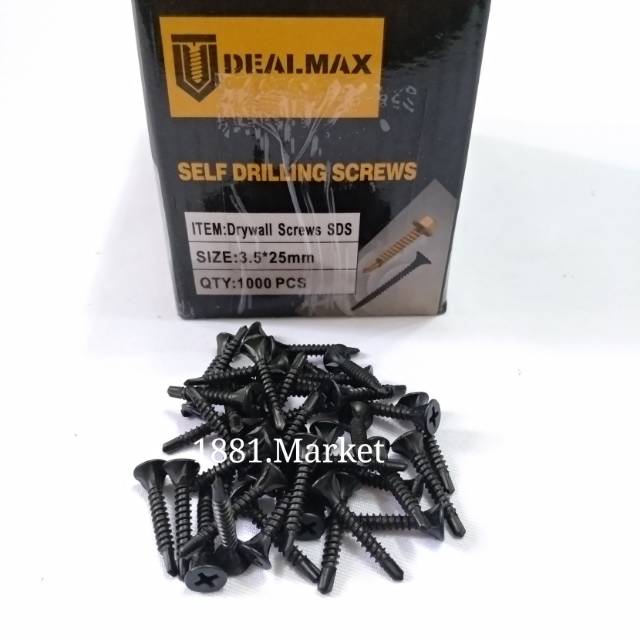 Jual SEKRUP SDS / BAUT GRC DEALMAX 3.5 x 25 MM BAJA HITAM ISI 1000 PCS ...
