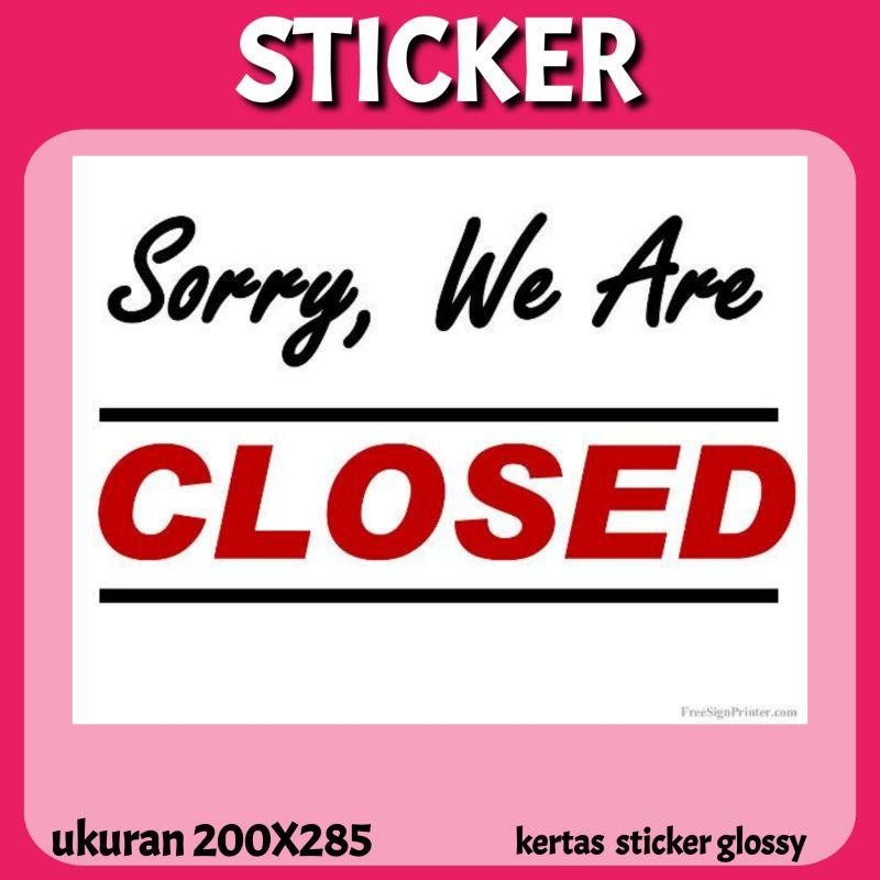 Jual STICKER CLOSE. UKURAN A4 U6KW | Shopee Indonesia