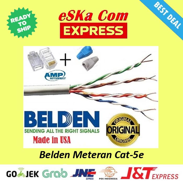 Jual [ Meteran.!! ] KABEL LAN UTP Cat5 / Cat 5e BELDEN Made In USA ...