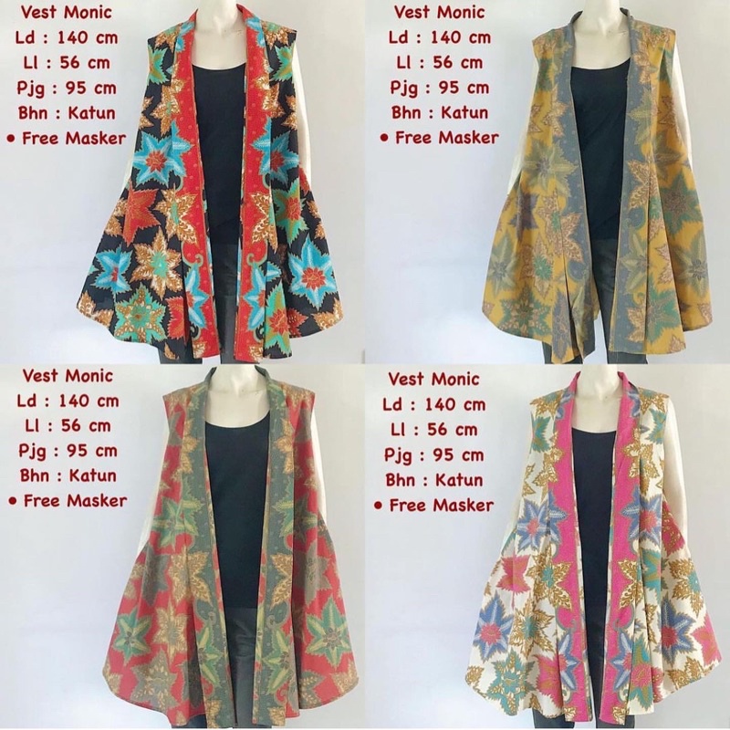 Jual Vest Outer Batik Wanita Jumbo Lingkar Dada 140cm Bahan Katun Halus ...