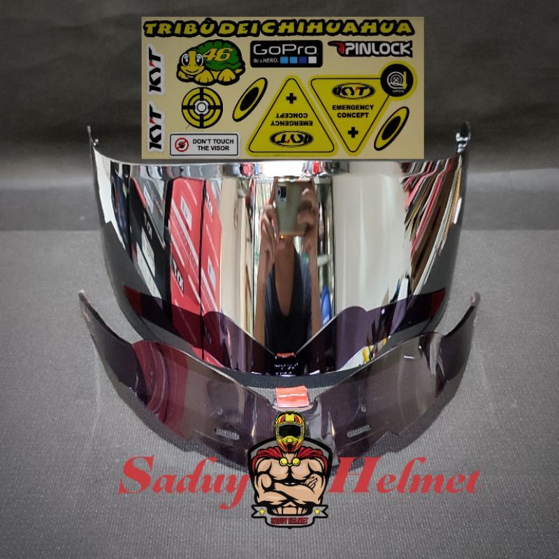 Jual PAKET GANTENG AKSESORIS HELM KYT K2 RIDER ( FLAT VISOR IRIDIUM ...