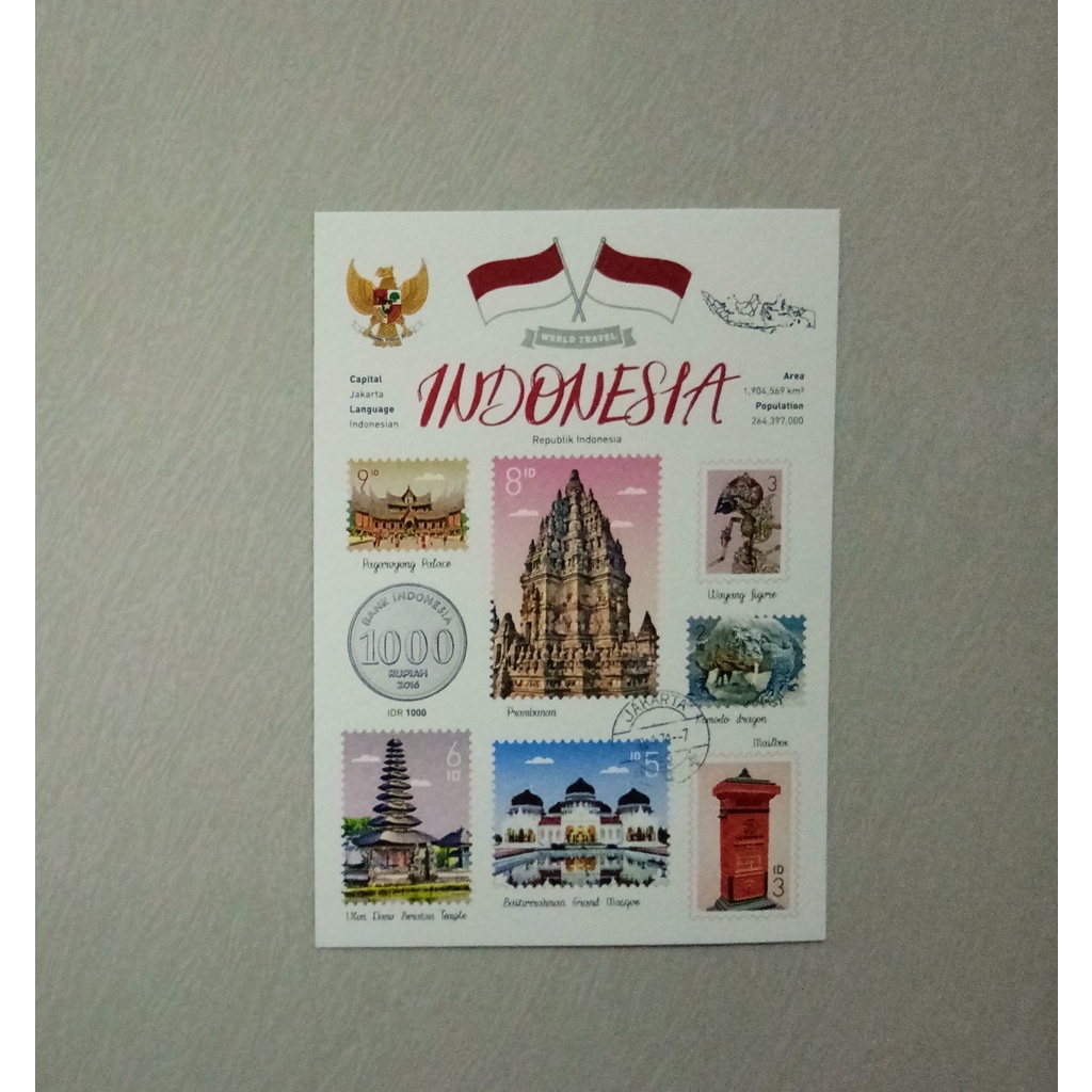 Jual WT World Travel Indonesia Postcard series Kartu pos kartupos ...