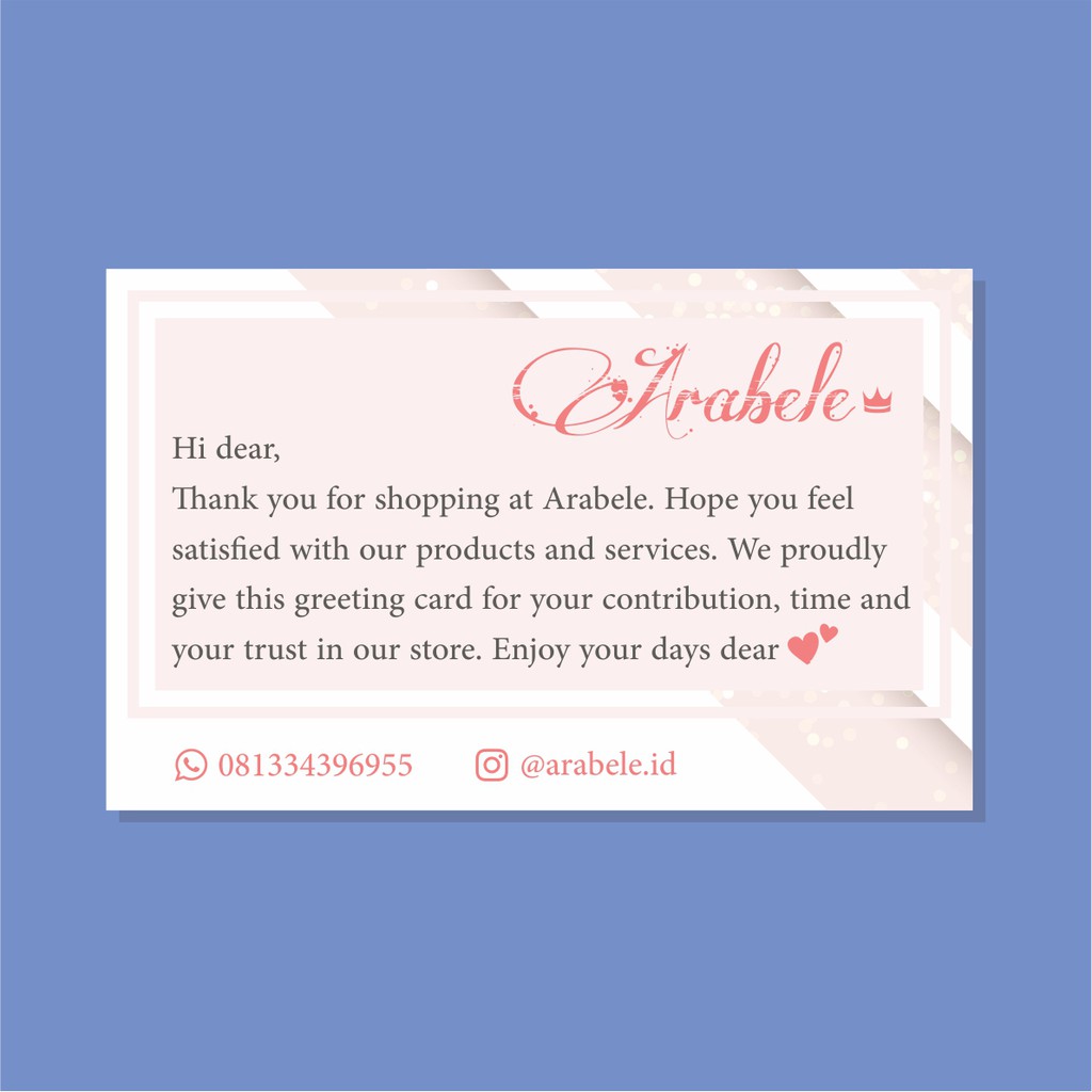 Jual THANK YOU CARD FOR ONLINE SHOP / KARTU UCAPAN TERIMA KASIH UNTUK ...