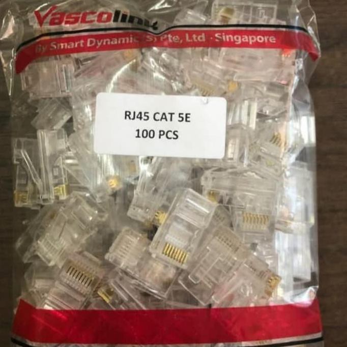 Jual Konektor RJ45 Cat 5e Connector RJ45 Cat5e Vascolink isi 100pcs ...