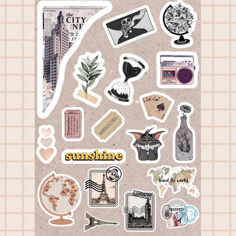 Jual [PART 3] Scrapbook Jurnal Vintage Stickers \ stiker scrapbook ...